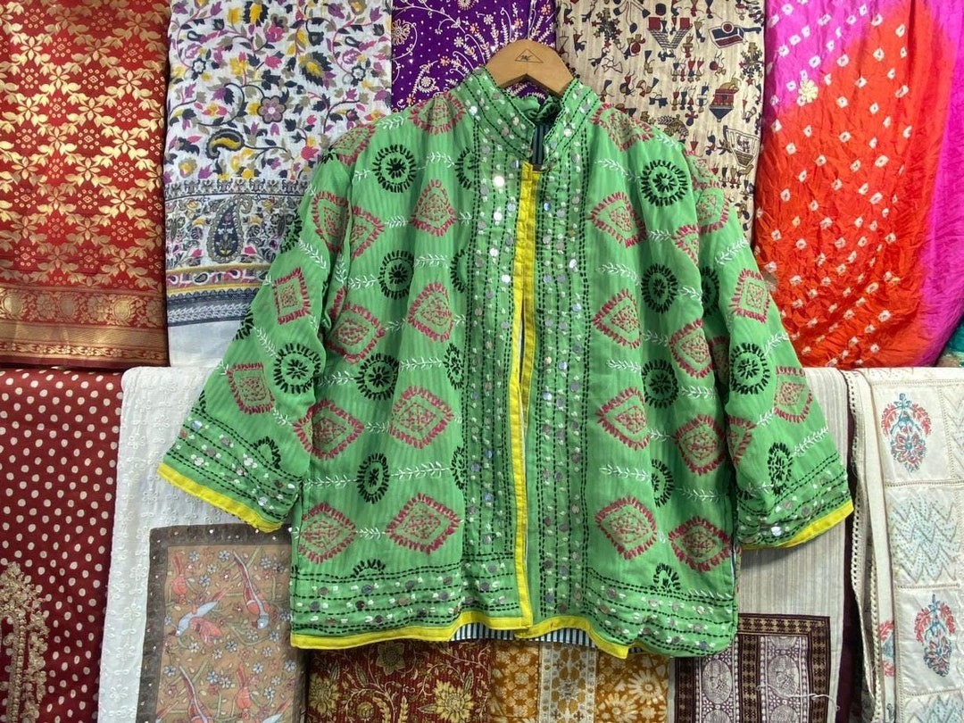 Handmade Phulkari Embroidered Jacket: Kutch Banjara Cotton Coat - Etsy