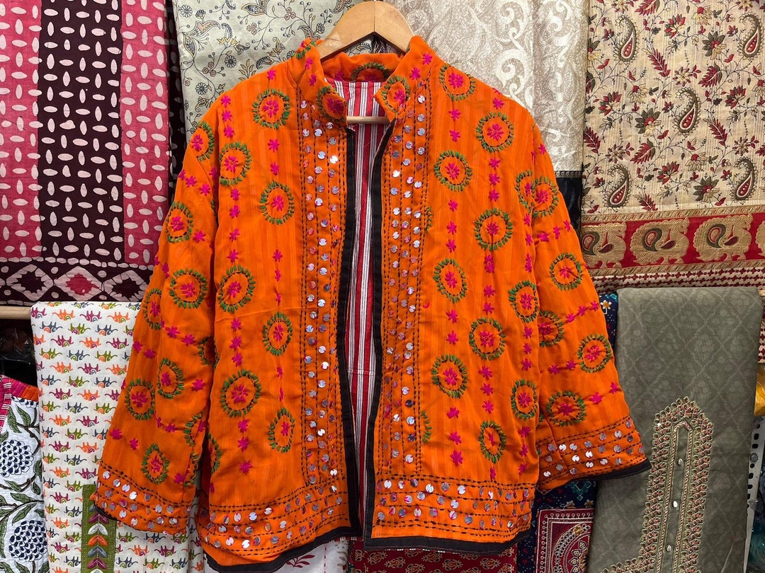 Indian Traditional Phulkari Embroidered Jacket Indian Handmade ...