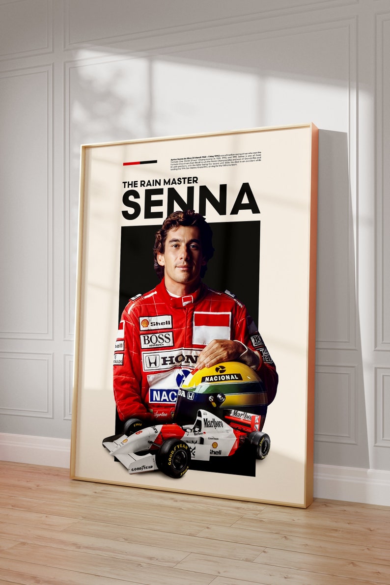 Ayrton Senna Poster, Ferrari F1 Minimalist, Ayrton Senna Print Art ...