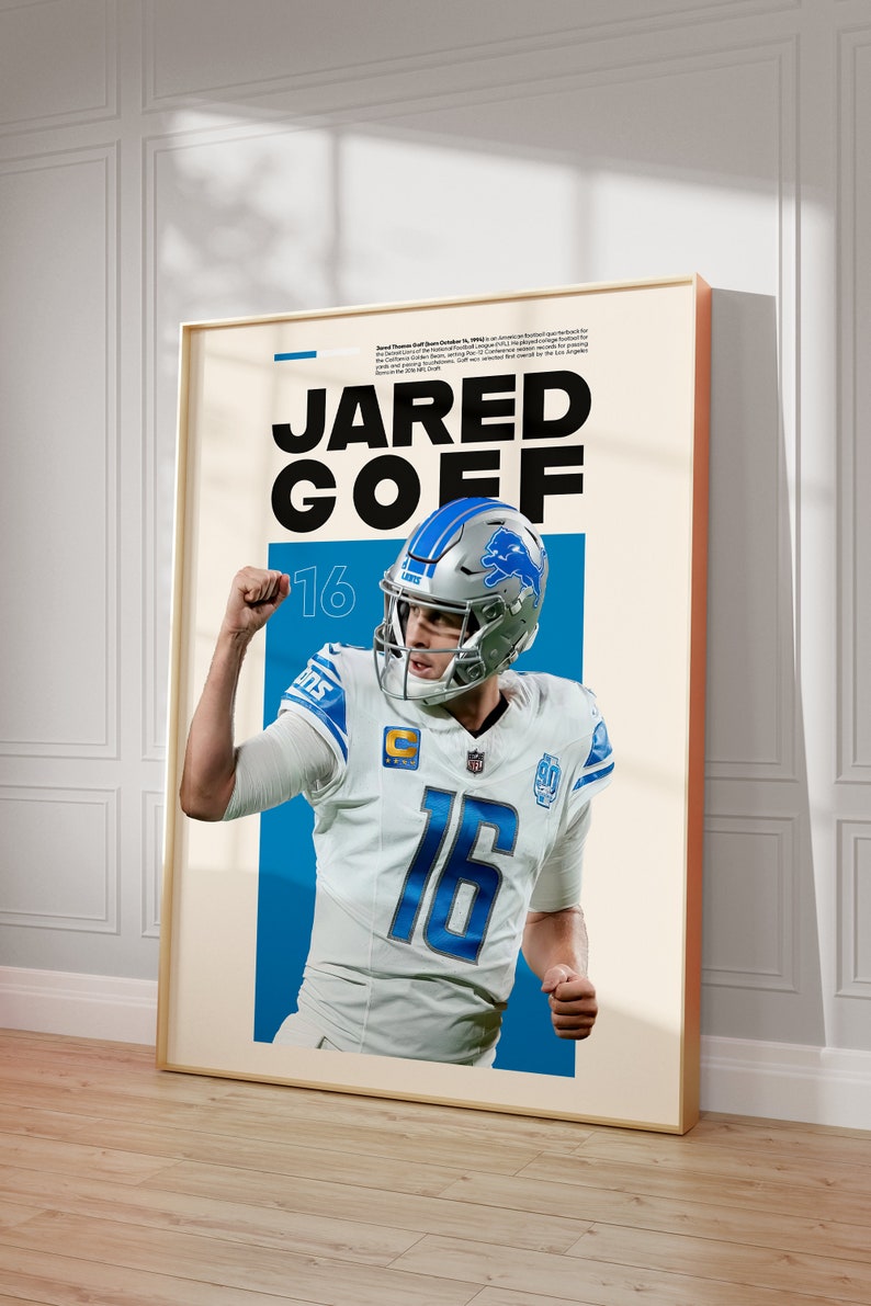Jared Goff Poster, NFL Minimalist, Jared Goff Print Art, Office Wall ...