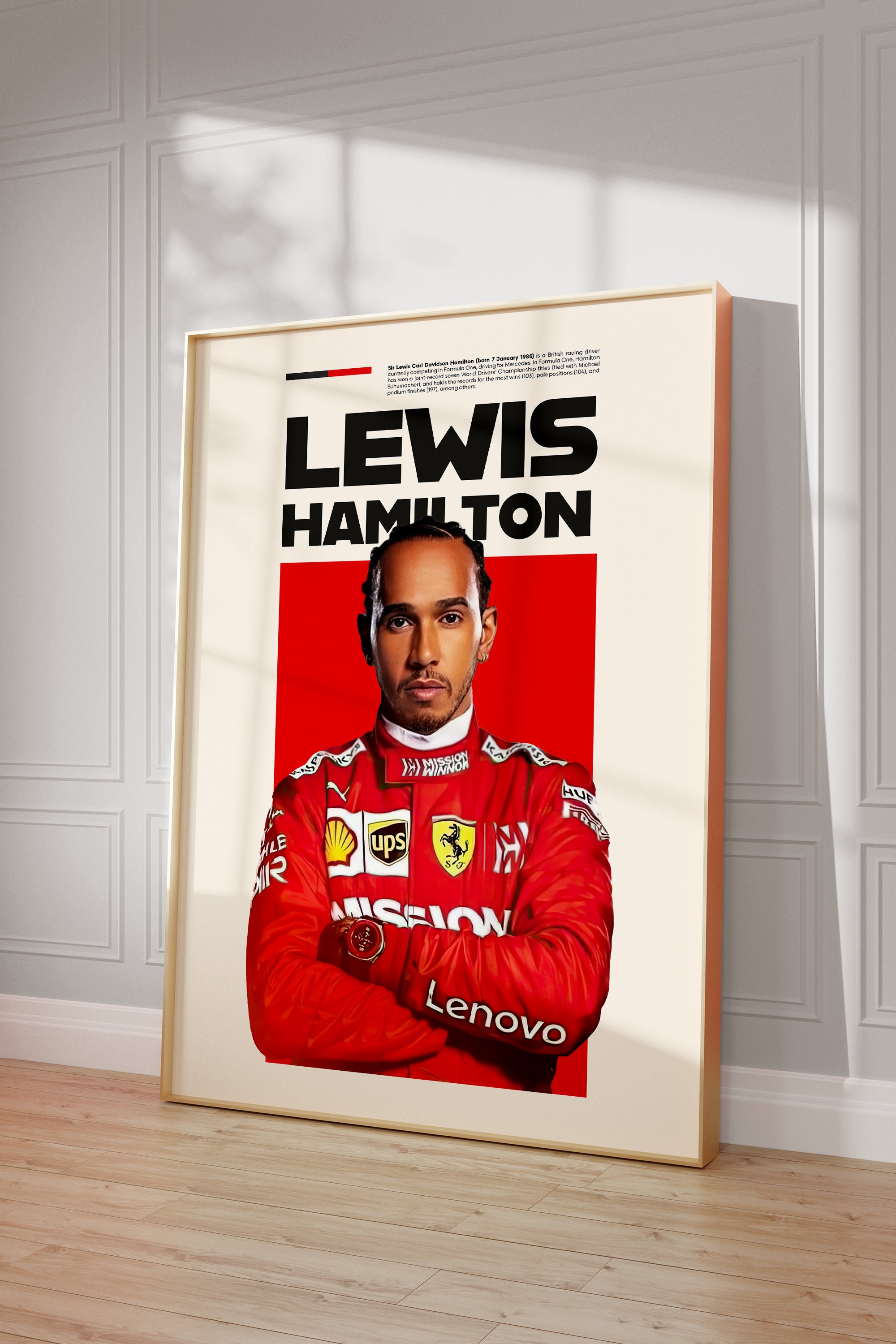 Lewis Hamilton Ferrari Poster, Ferrari F1 Minimalist, Lewis Hamilton Print Art, Bedroom Art ...