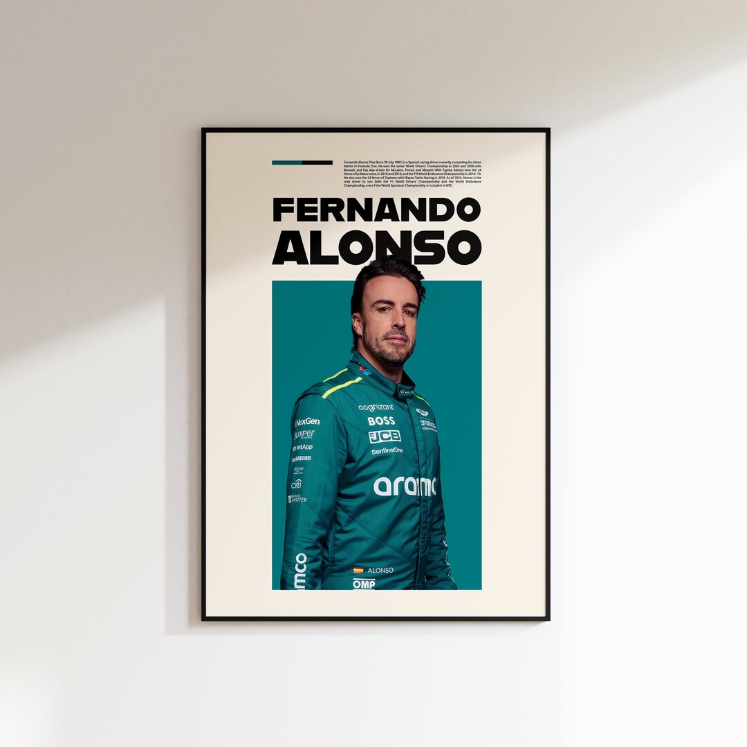Fernando Alonso Poster, Aston Martin F1 Minimalist, Fernando Alonso ...