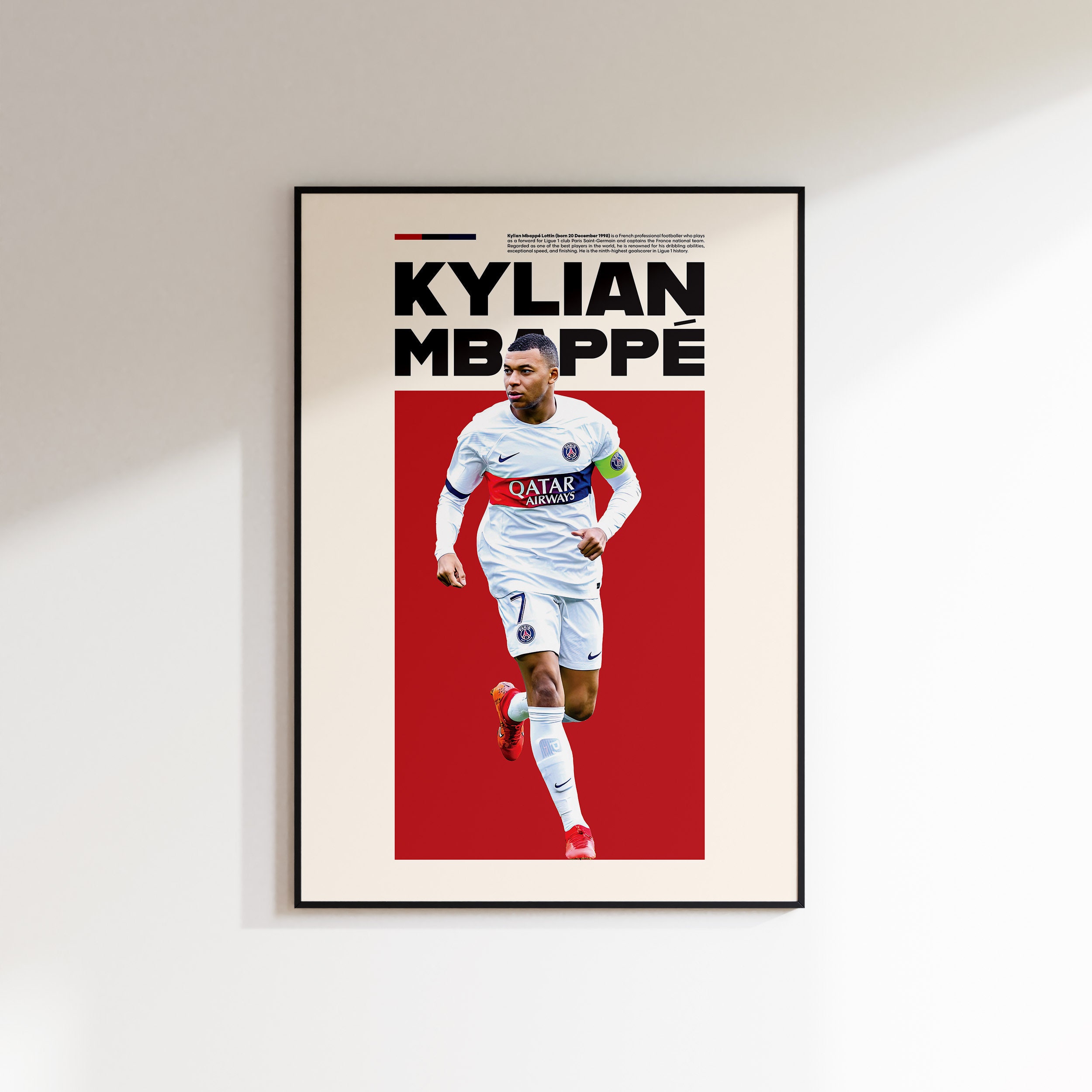 Kylian Mbappe Poster, PSG Poster Minimalist, Kylian Mbappe Print Art ...