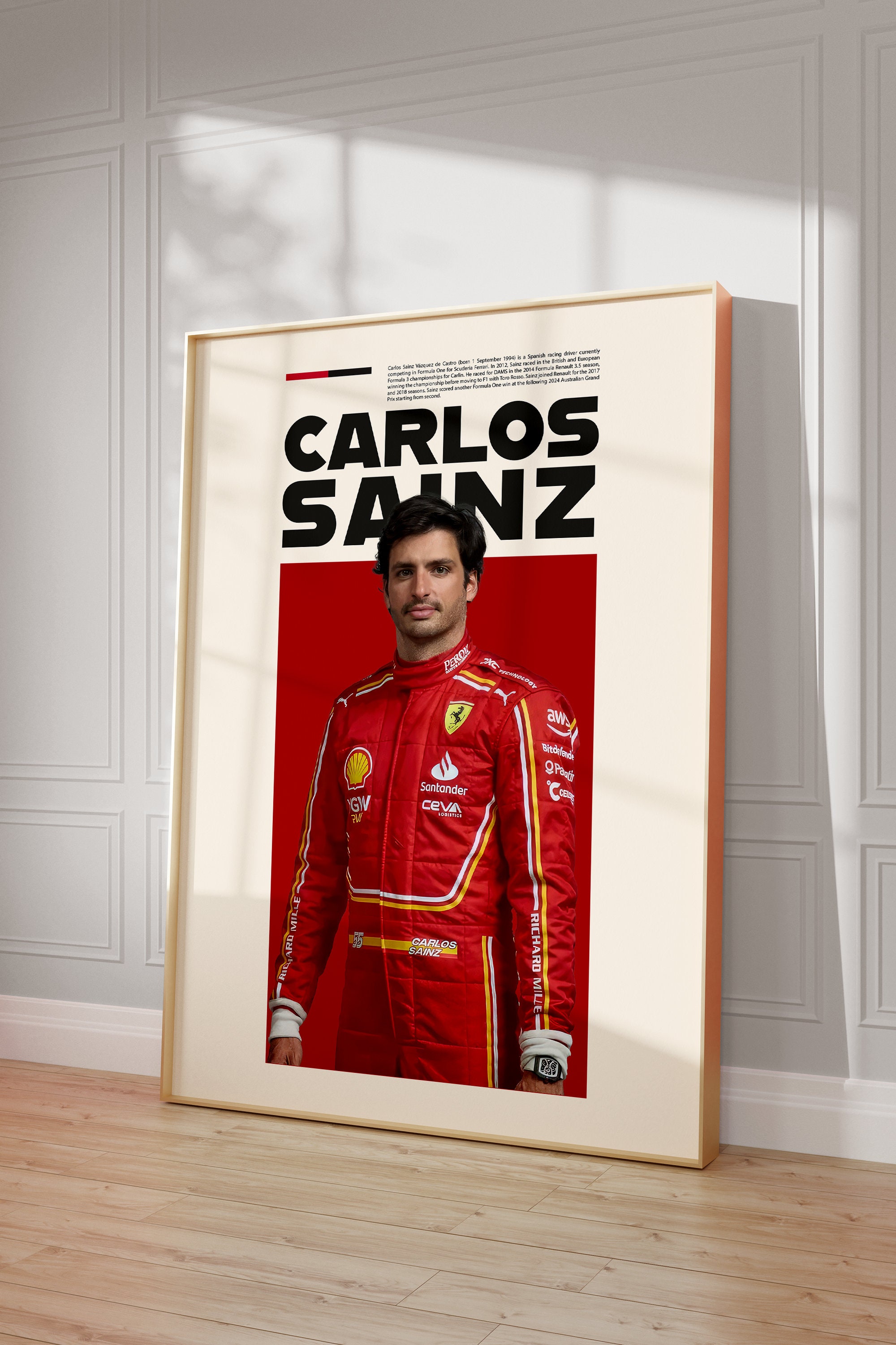 Carlos Sainz Poster, Ferrari F1 Minimalist, Carlos Sainz Print Art ...