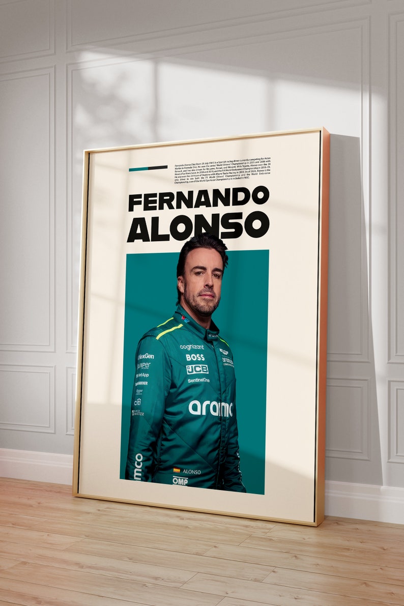 Fernando Alonso Poster, Aston Martin F1 Minimalist, Fernando Alonso ...