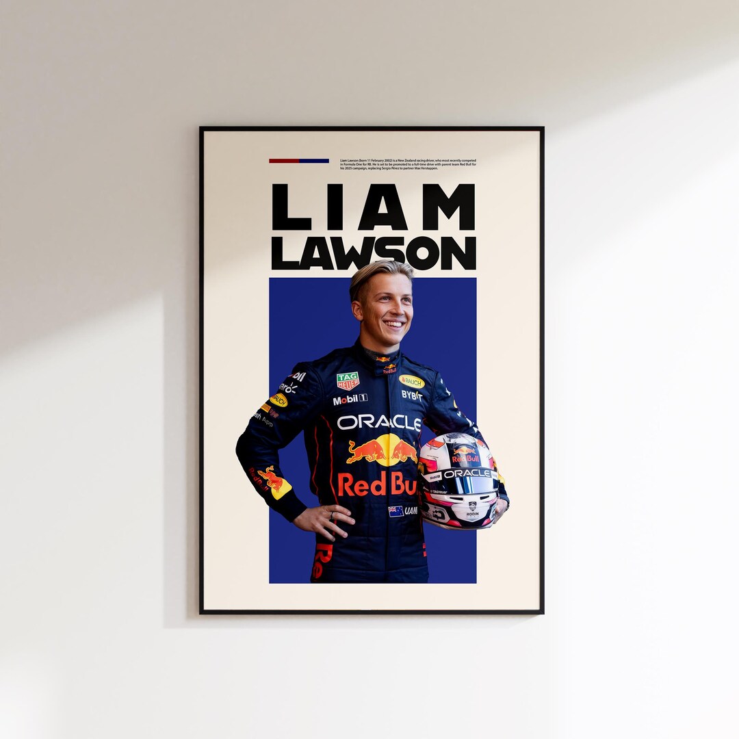 Liam Lawson Poster, Redbull F1 Minimalist, Liam Lawson Print Art ...