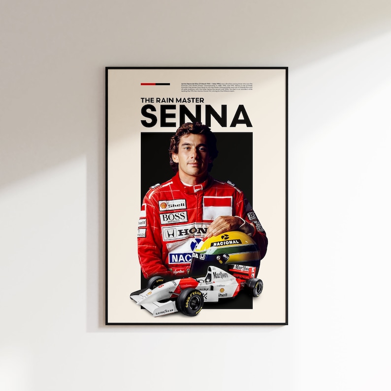Ayrton Senna Poster, Ferrari F1 Minimalist, Ayrton Senna Print Art ...
