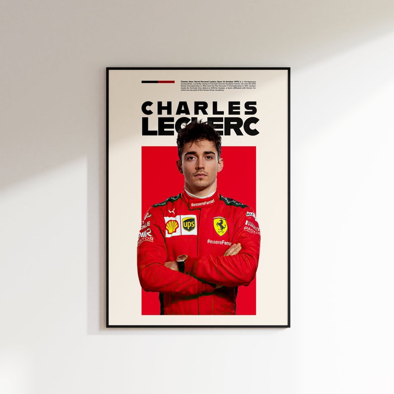 Charles Leclerc Poster, Ferrari F1 Minimalist, Charles Leclerc Print ...