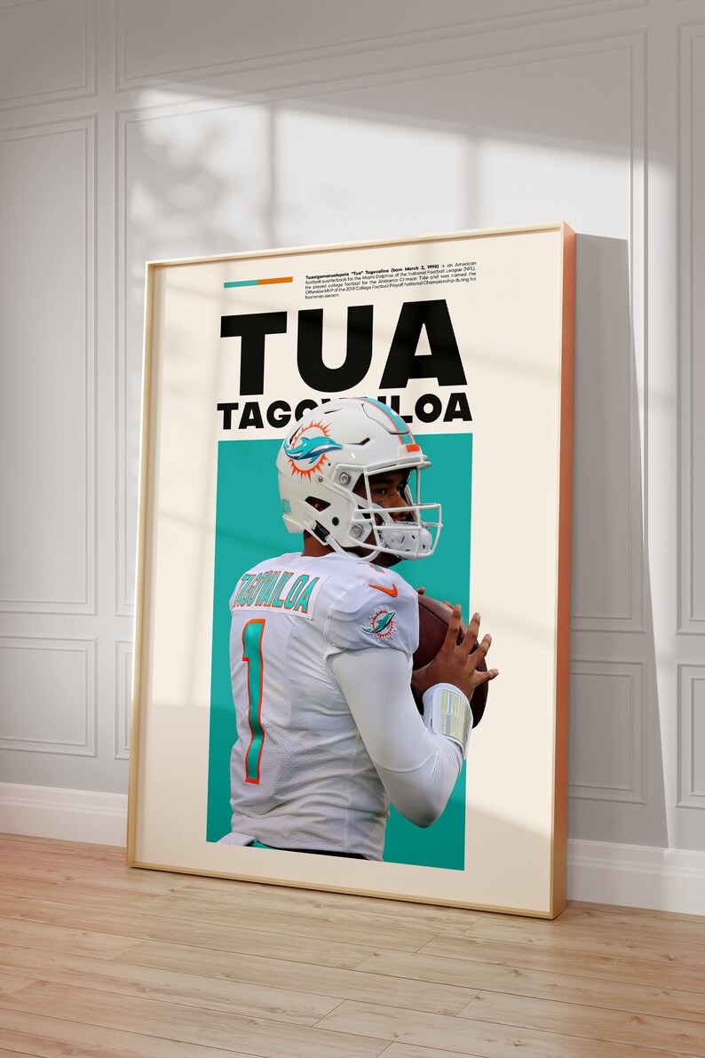 Tua T. Poster, NFL Minimalist, Tua T. Print Art, Office Wall Art ...