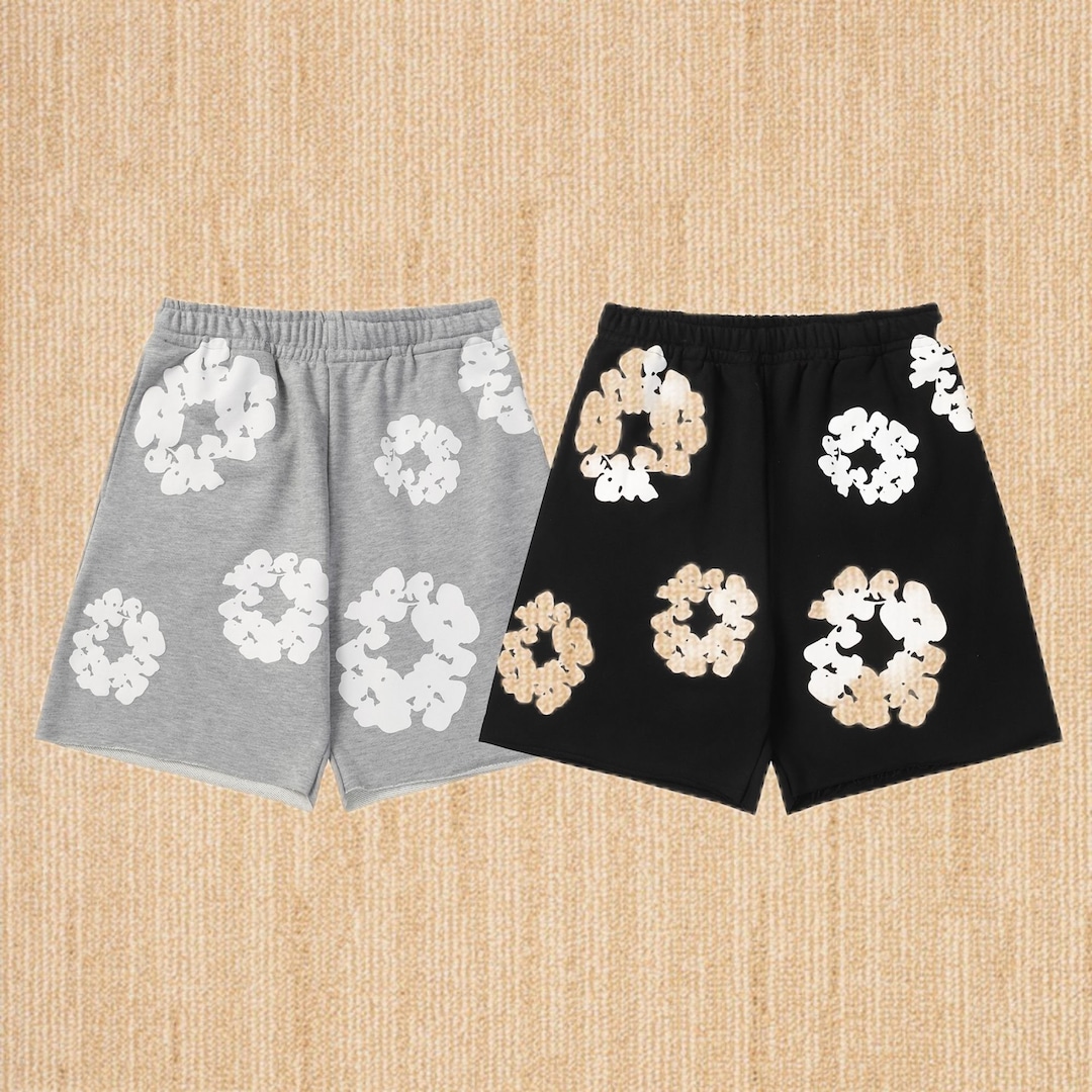 Denim Tears Shorts Flowers Tears Cotton Printed Hip Hop Style Beach ...