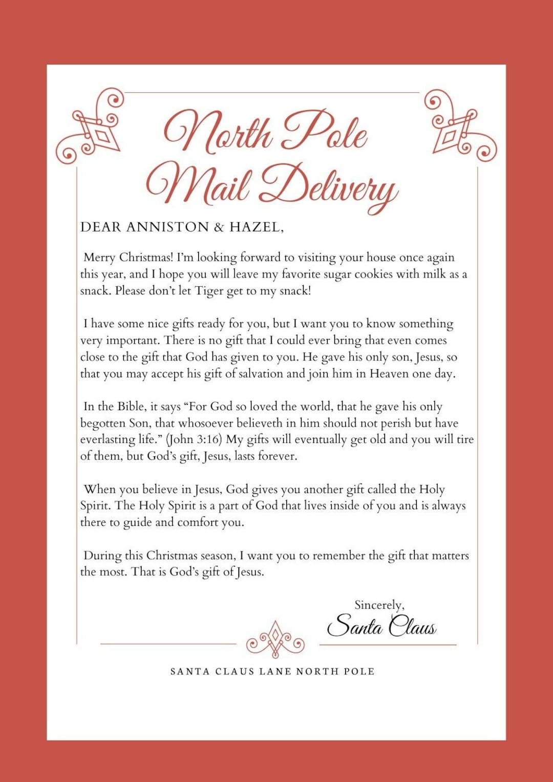 Jesus Centered Letter From Santa Christmas Printable Christ Focused ...