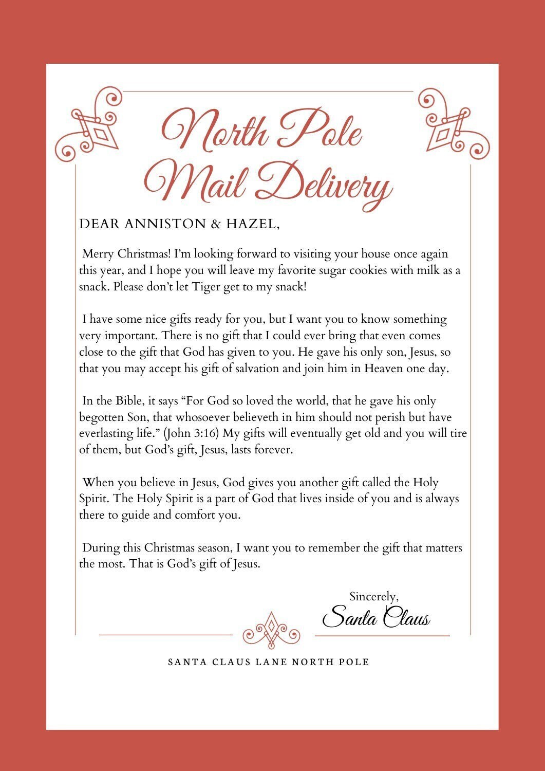 Jesus Centered Letter From Santa Christmas Printable Christ Focused ...