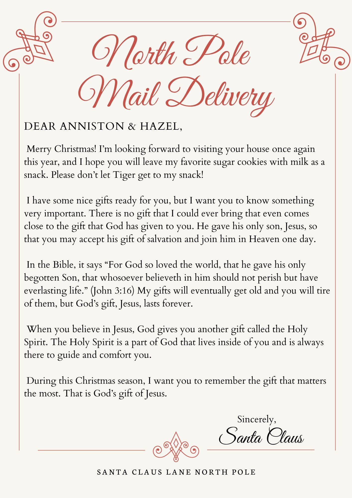 Jesus Centered Letter From Santa Christmas Printable Christ Focused ...
