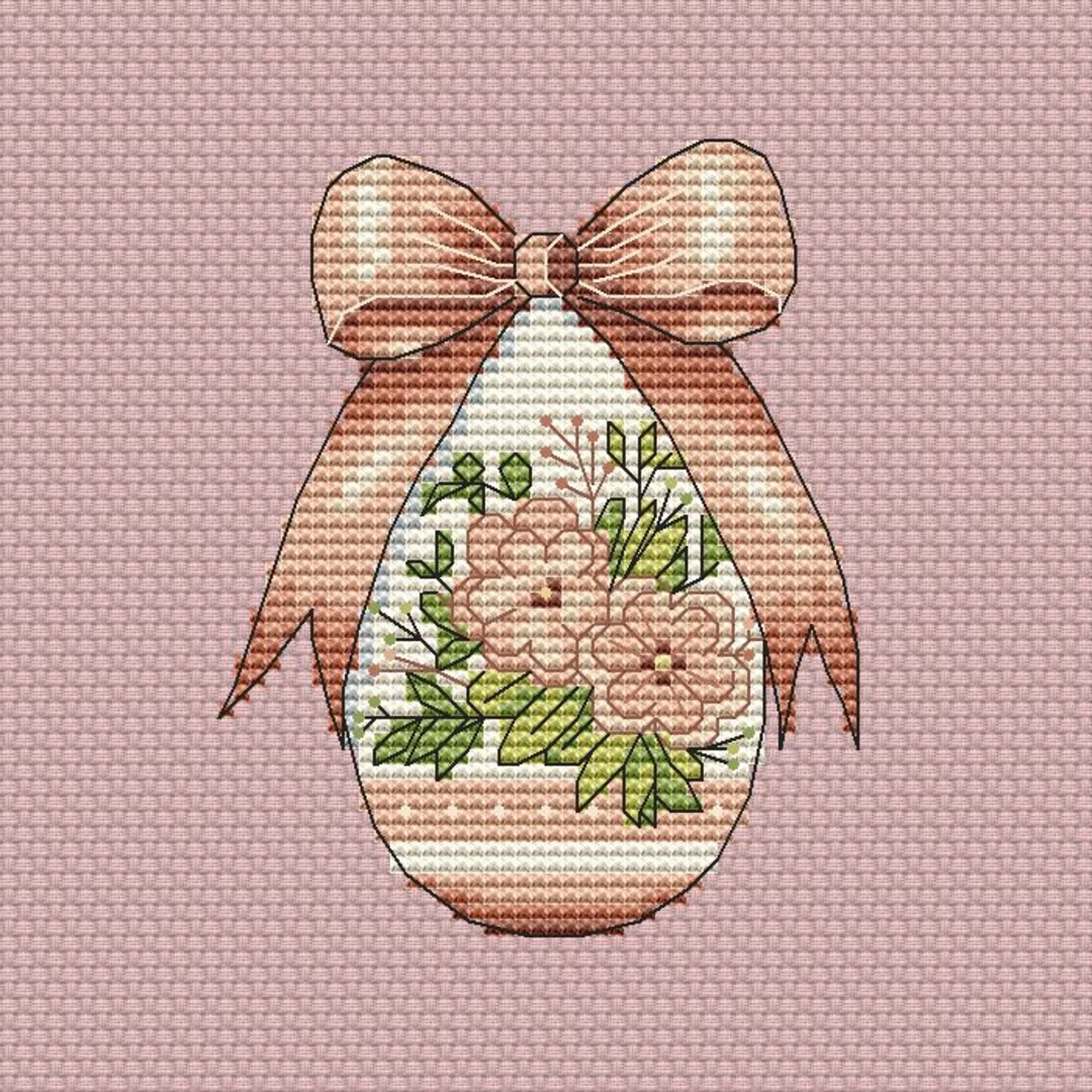 Easter Egg With Ribbon Cross Stitch Pattern PDF, Nice Modern Easter ...