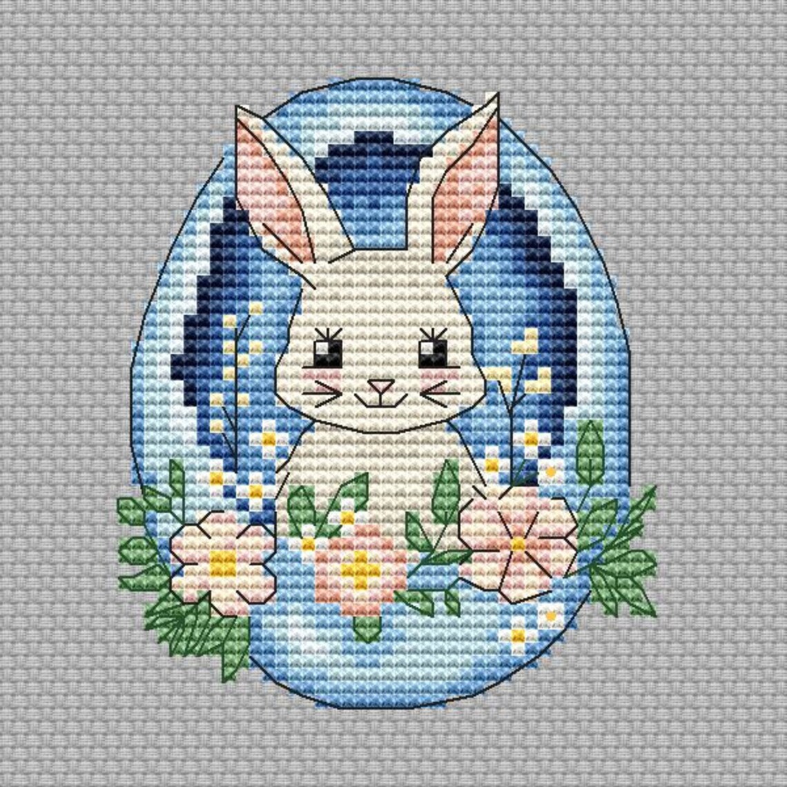 Easter Bunny in Egg Cross Stitch Pattern PDF, Modern Easter Rabbit ...