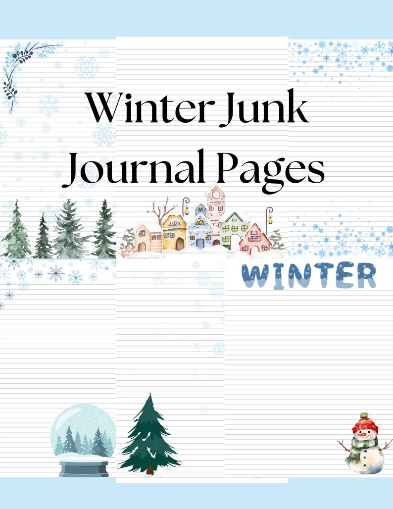 Winter Junk Journal Pages, Winter Themed Journal Lined Pages - Etsy