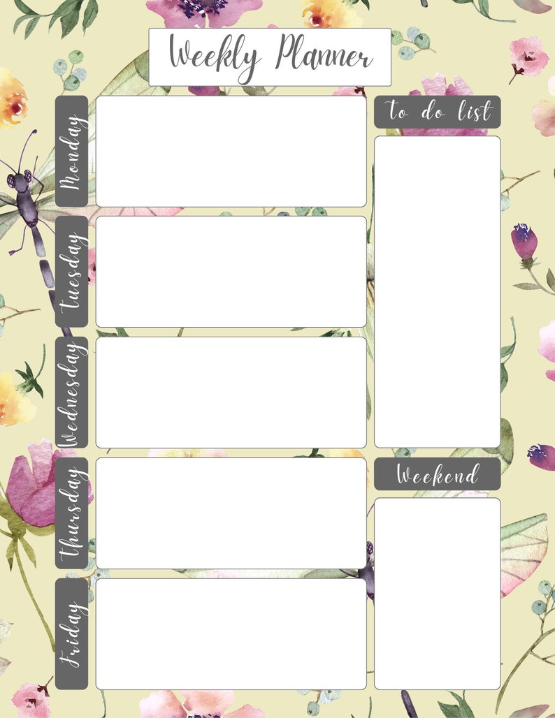 Dragonfly Floral Planner - Etsy