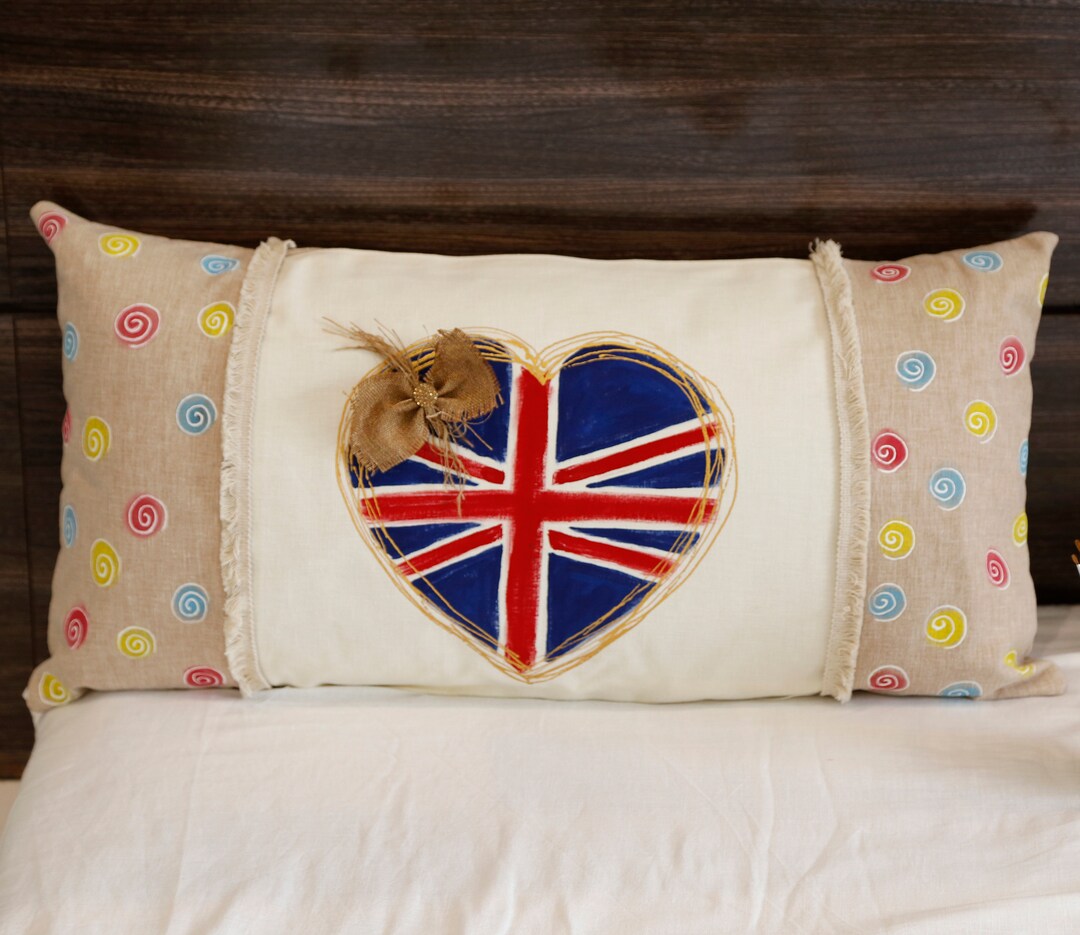 British Flag Pillow Cover Hand Painted Cushion Cover Red - Etsy