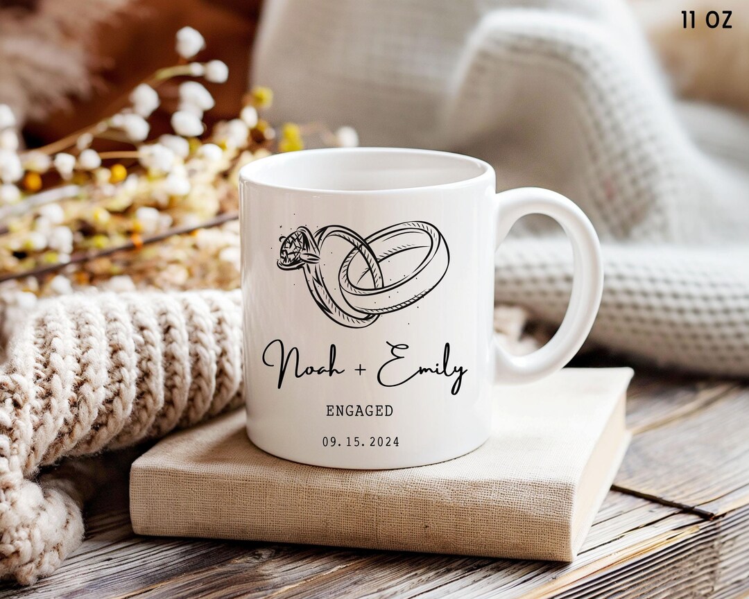 Personalized Engaged Coffee Mug for Couples, Romantic Gift ...