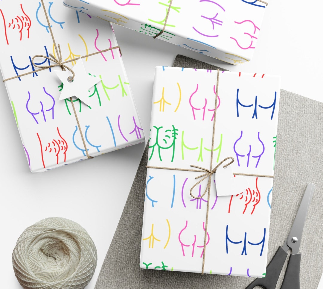 Rainbow of Butts Gift Wrap Paper, Silly, Joke, Goofy, Wrapping Paper ...
