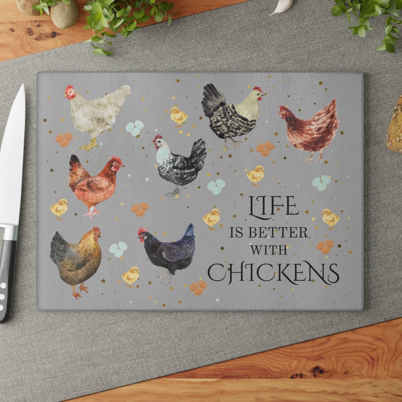 Chicken Glass Cutting Board - Etsy