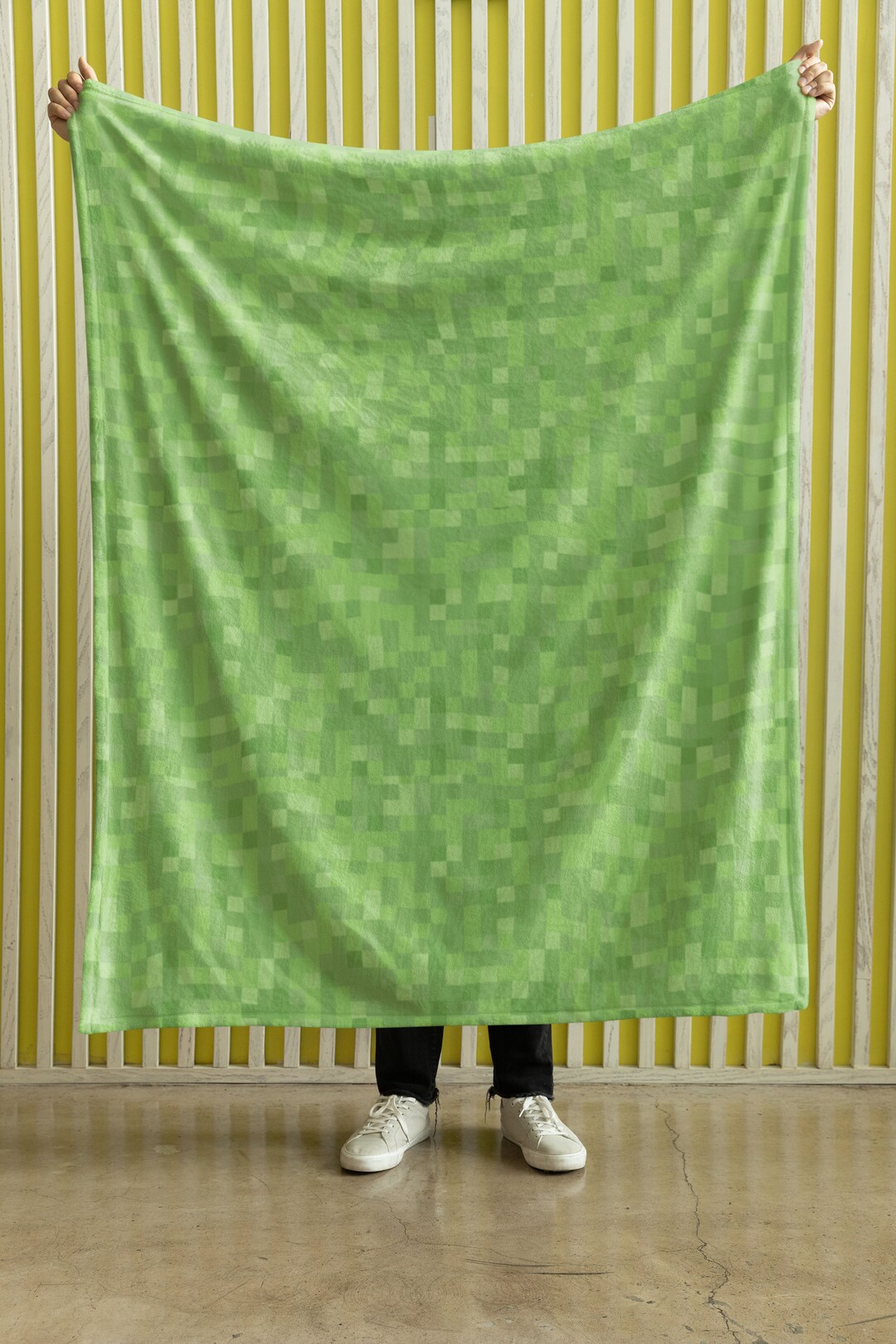 Minecraft, Green Pixel Velveteen Plush Blanket, Green Blanket ...
