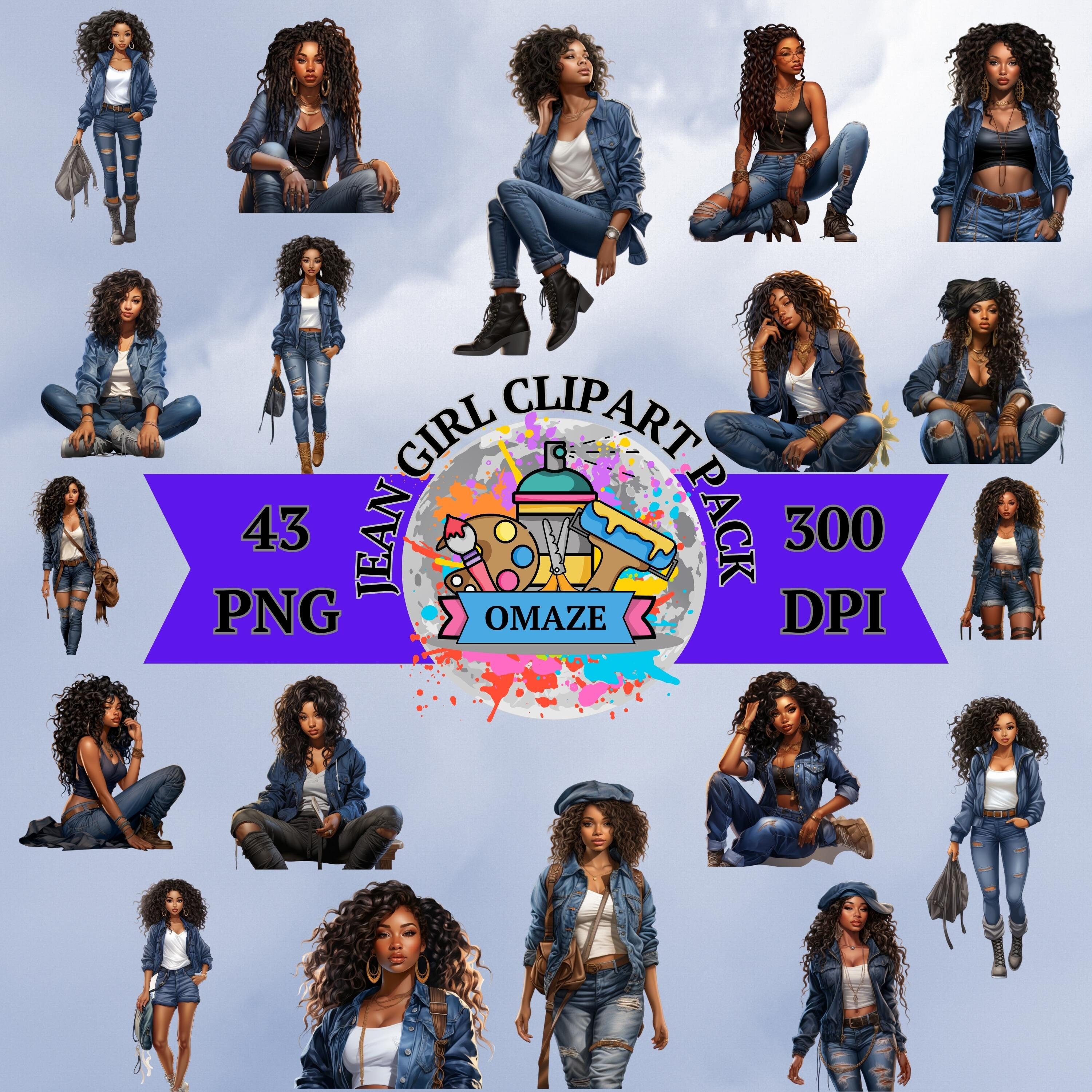 43 Denim Girl Clipart, Jeans Girl ,curvy Denim Girl Clipart, Fashion ...