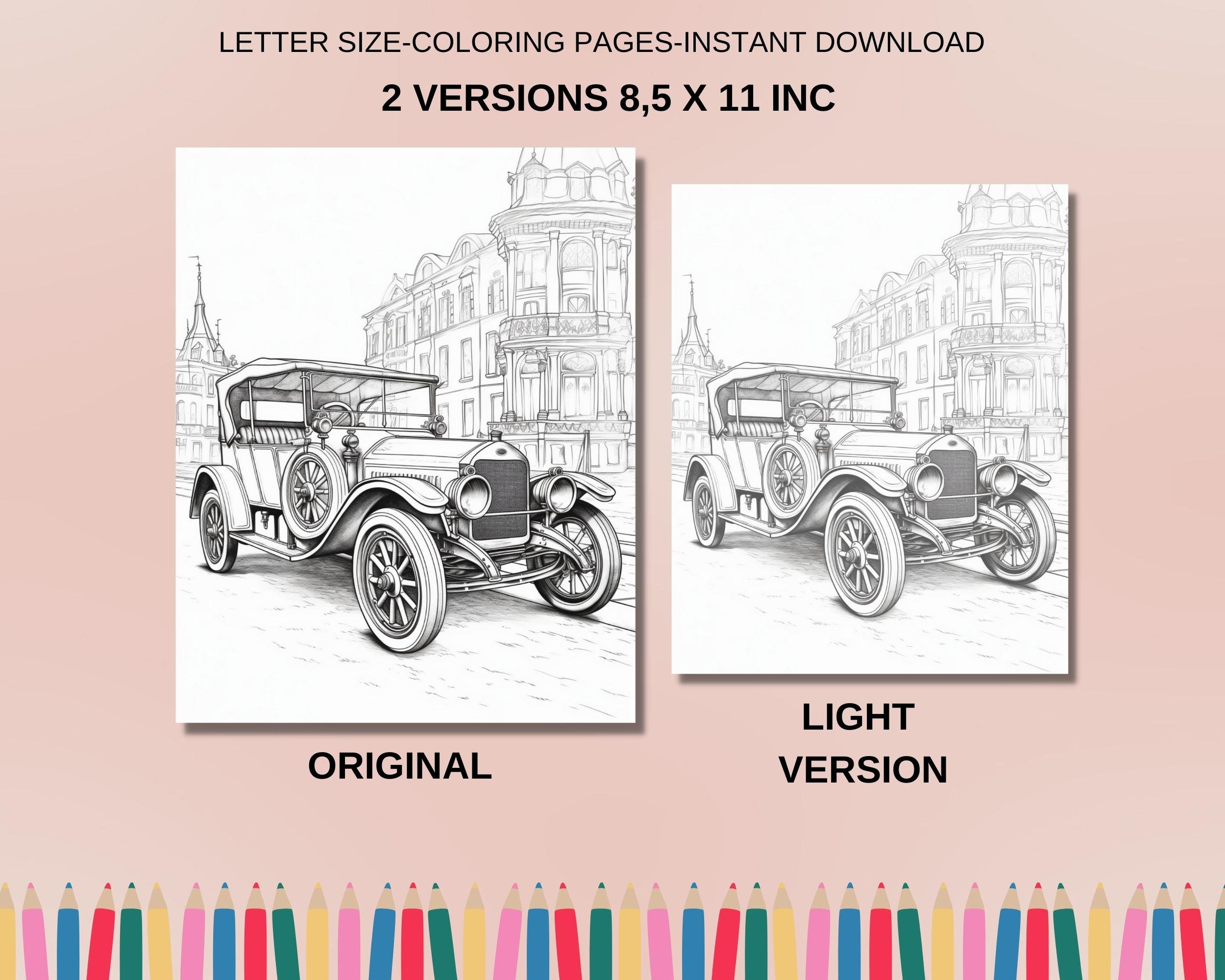 60 Old Cars Coloring Pages Adults Kids Coloring Pages, Antique Car ...