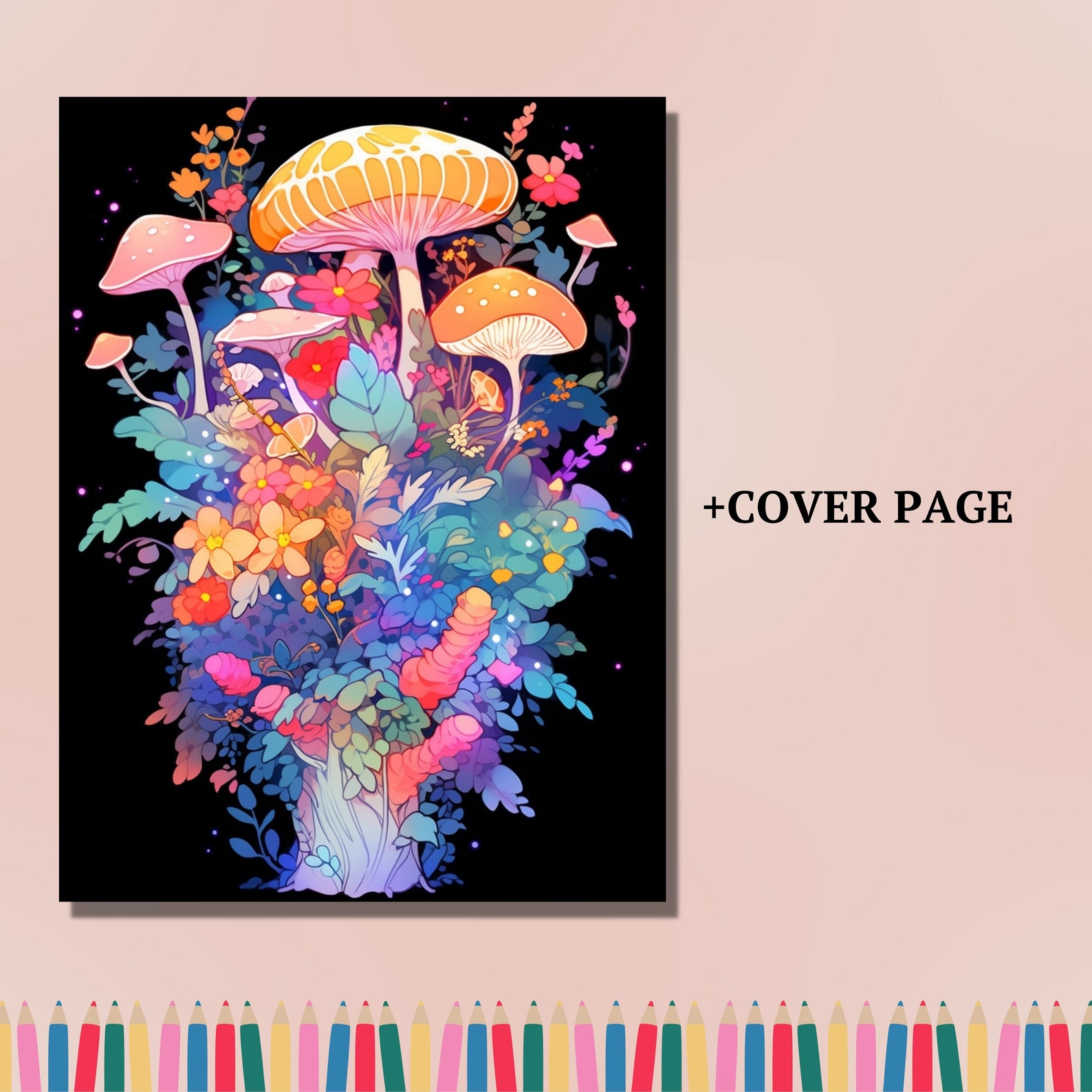 35 Blooming Mushrooms Coloring Book Pages, Fantasy Floral, Mushroom ...