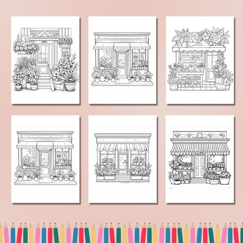 40 Flower Shop Coloring Pages, Flower Storefront Coloring Sheets ...
