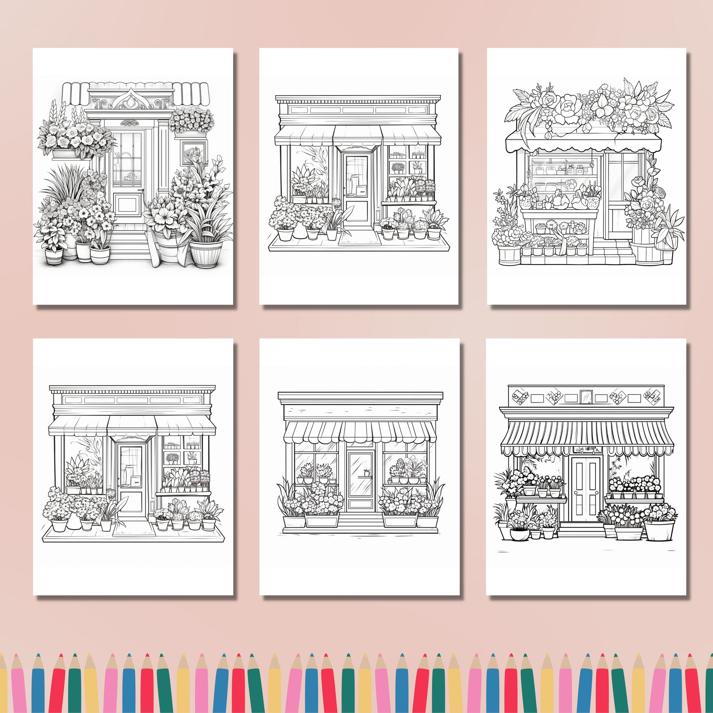 40 Flower Shop Coloring Pages, Flower Storefront Coloring Sheets ...