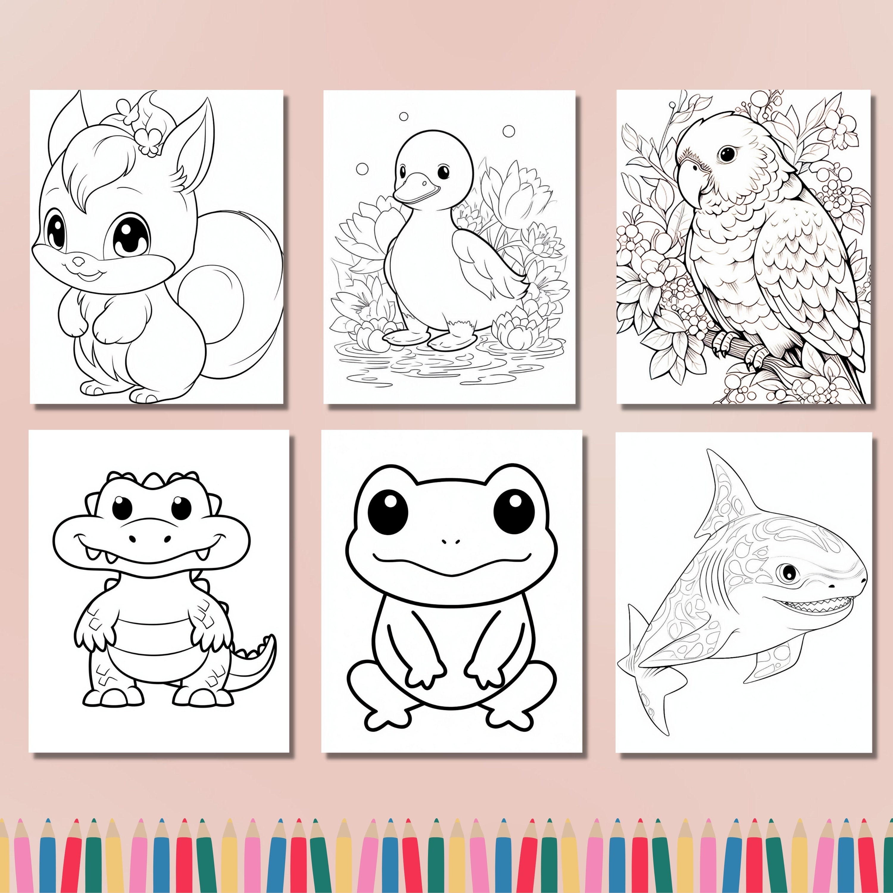 70 Kawaii Cute Animals Coloring Page Kawaii Cat Coloring - Etsy