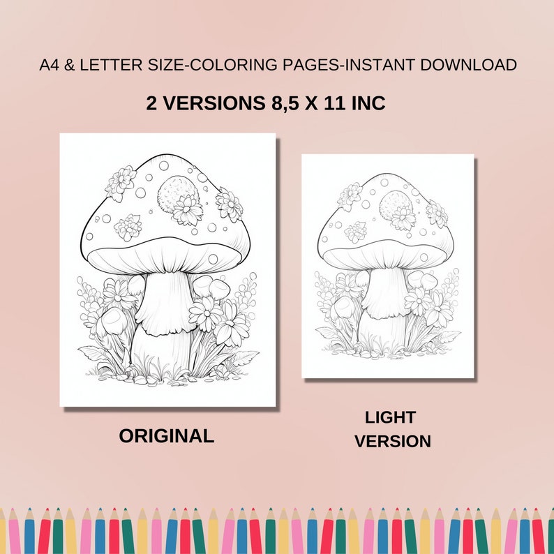 35 Blooming Mushrooms Coloring Book Pages, Fantasy Floral, Mushroom ...