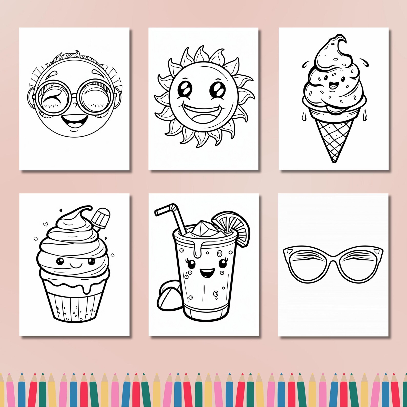 100 Summer Kawaii Coloring Book Pages, Cute Coloring Pages, Anime ...
