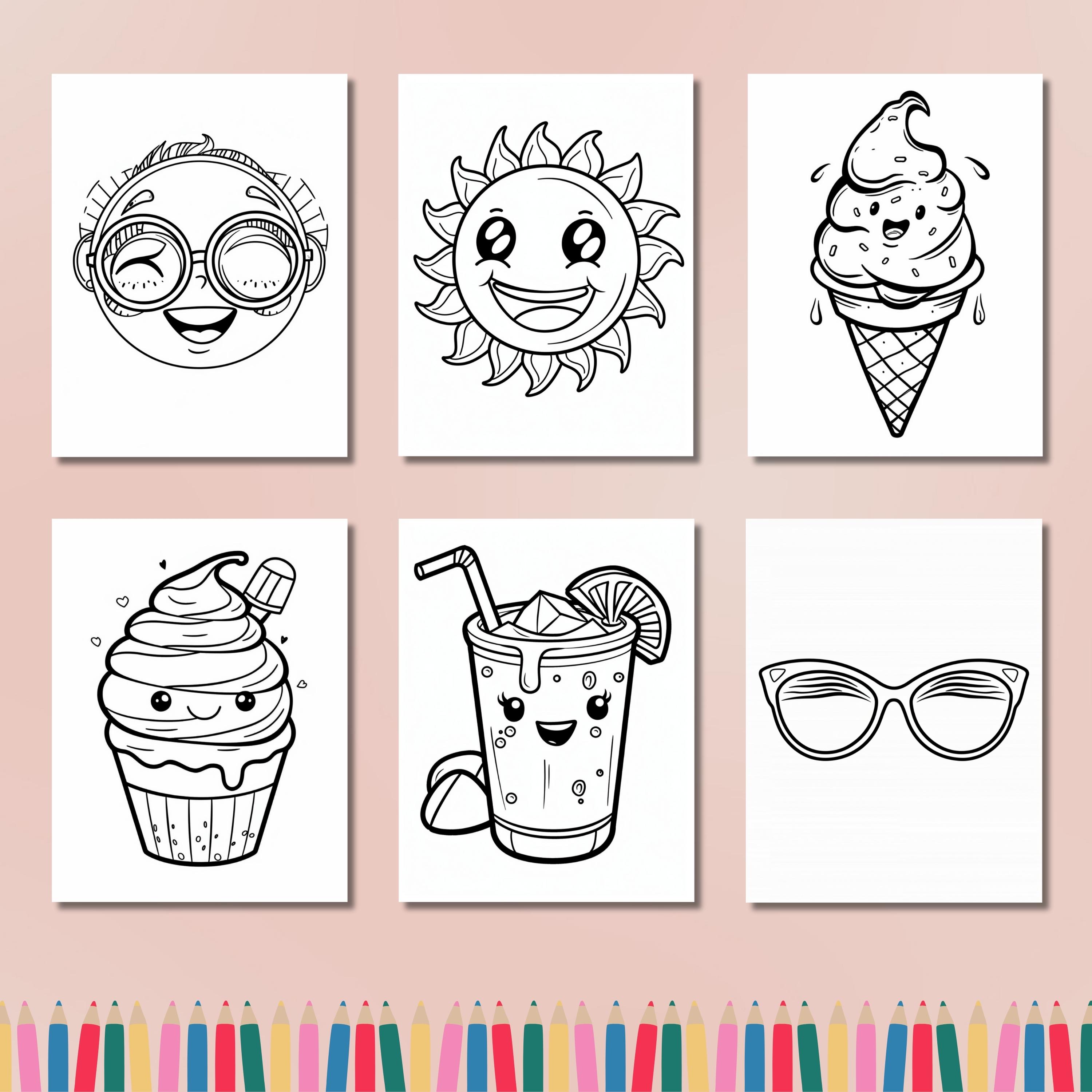 100 Summer Kawaii Coloring Book Pages, Cute Coloring Pages, Anime ...