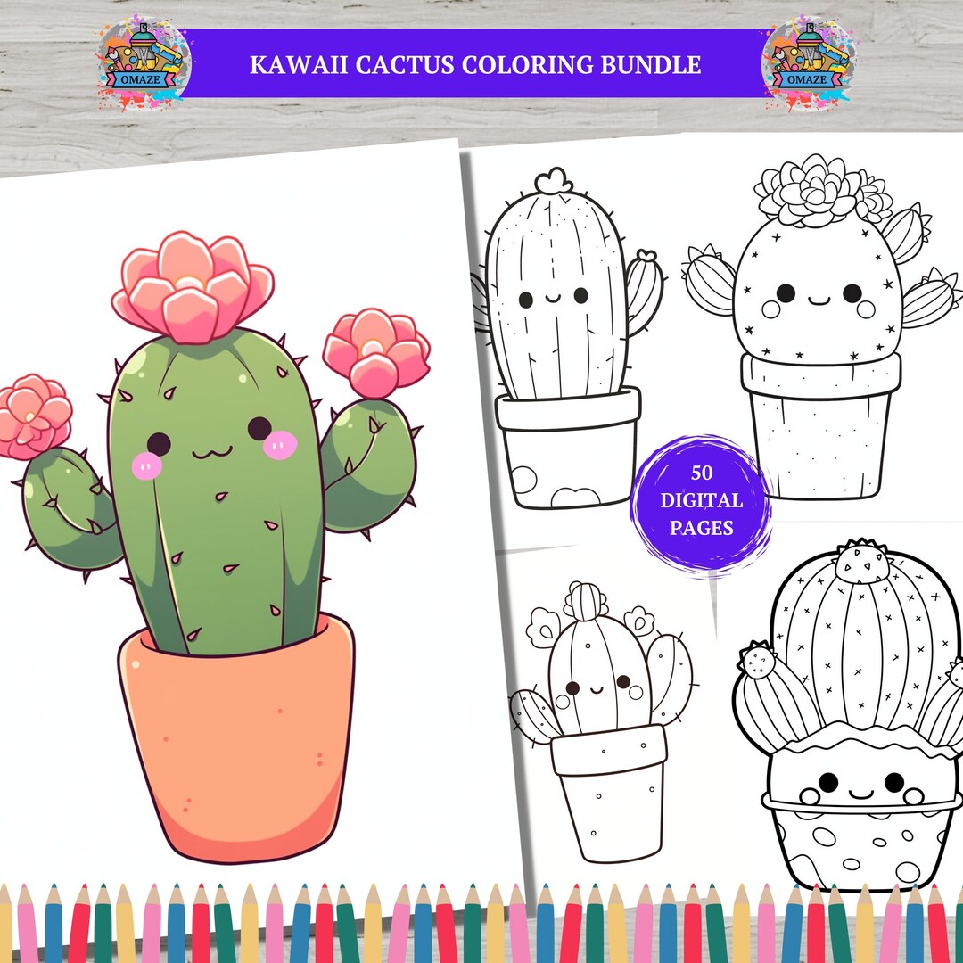 50 Kawaii Cactus Coloring Pages Cute Cactus and Plants Cute Coloring ...