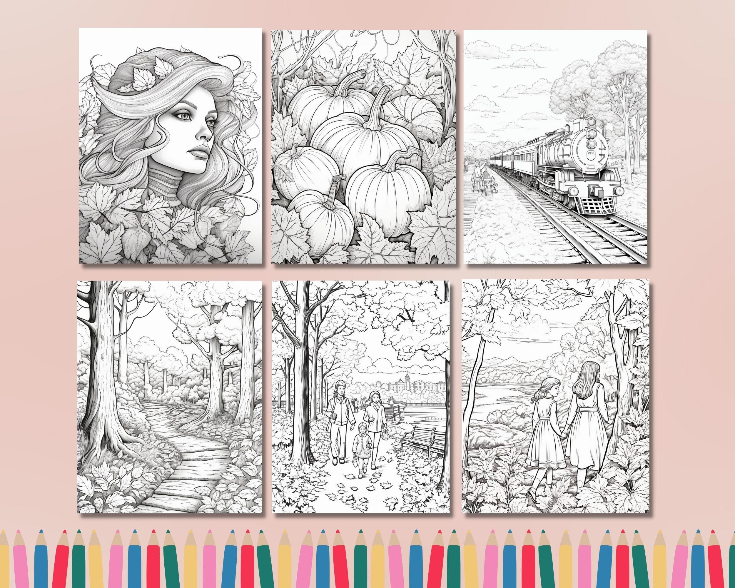 120 Autumn Coloring Pages | Fall Coloring | Stress Relief | Printable ...