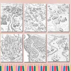 55 Fantasy Map Coloring Pages Adult and Kids Coloring Book, Fantasy ...