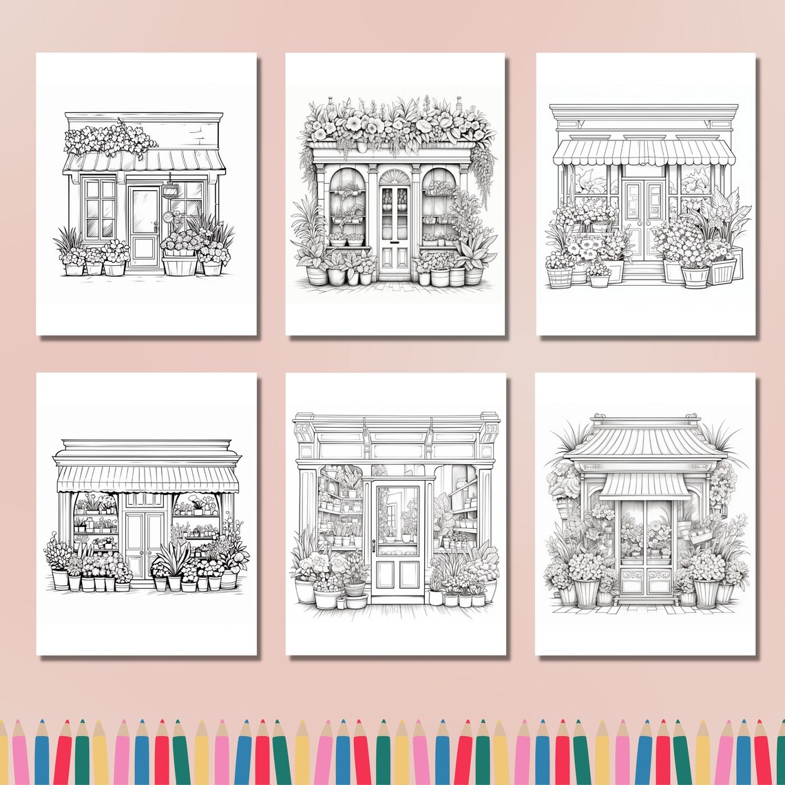 40 Flower Shop Coloring Pages, Flower Storefront Coloring Sheets ...