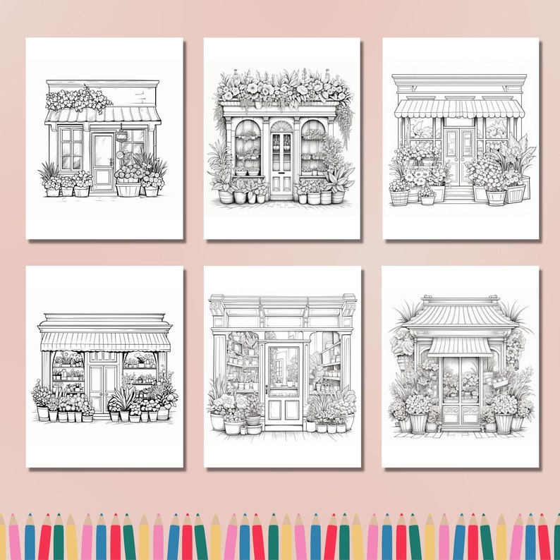 40 Flower Shop Coloring Pages, Flower Storefront Coloring Sheets ...