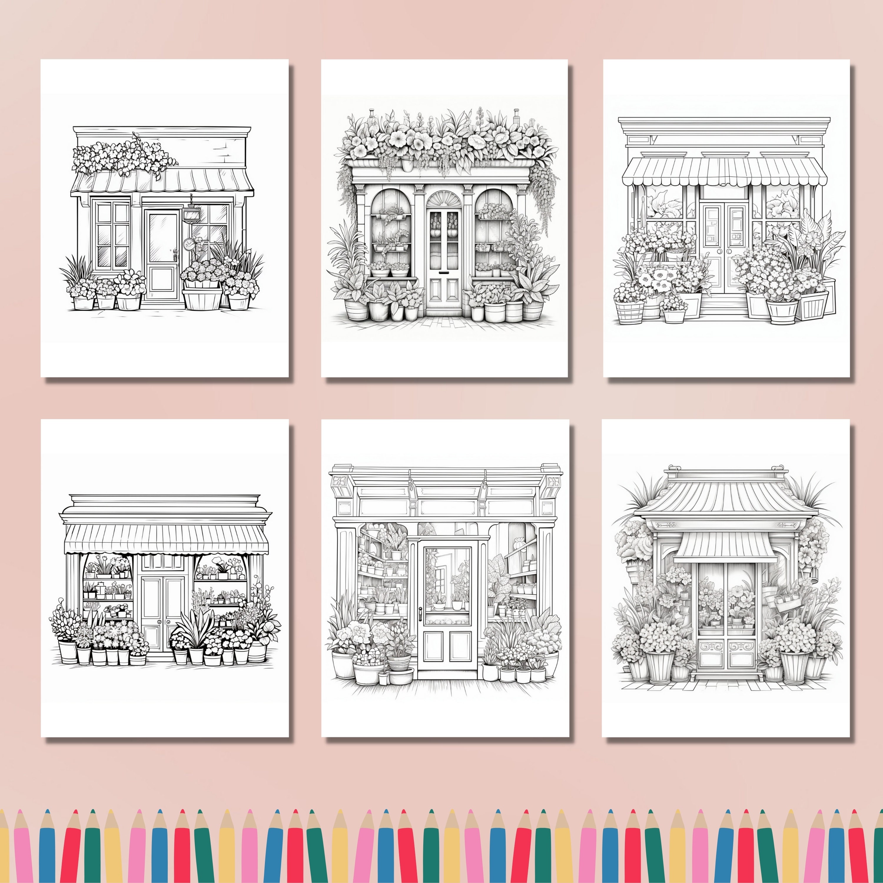 40 Flower Shop Coloring Pages, Flower Storefront Coloring Sheets ...