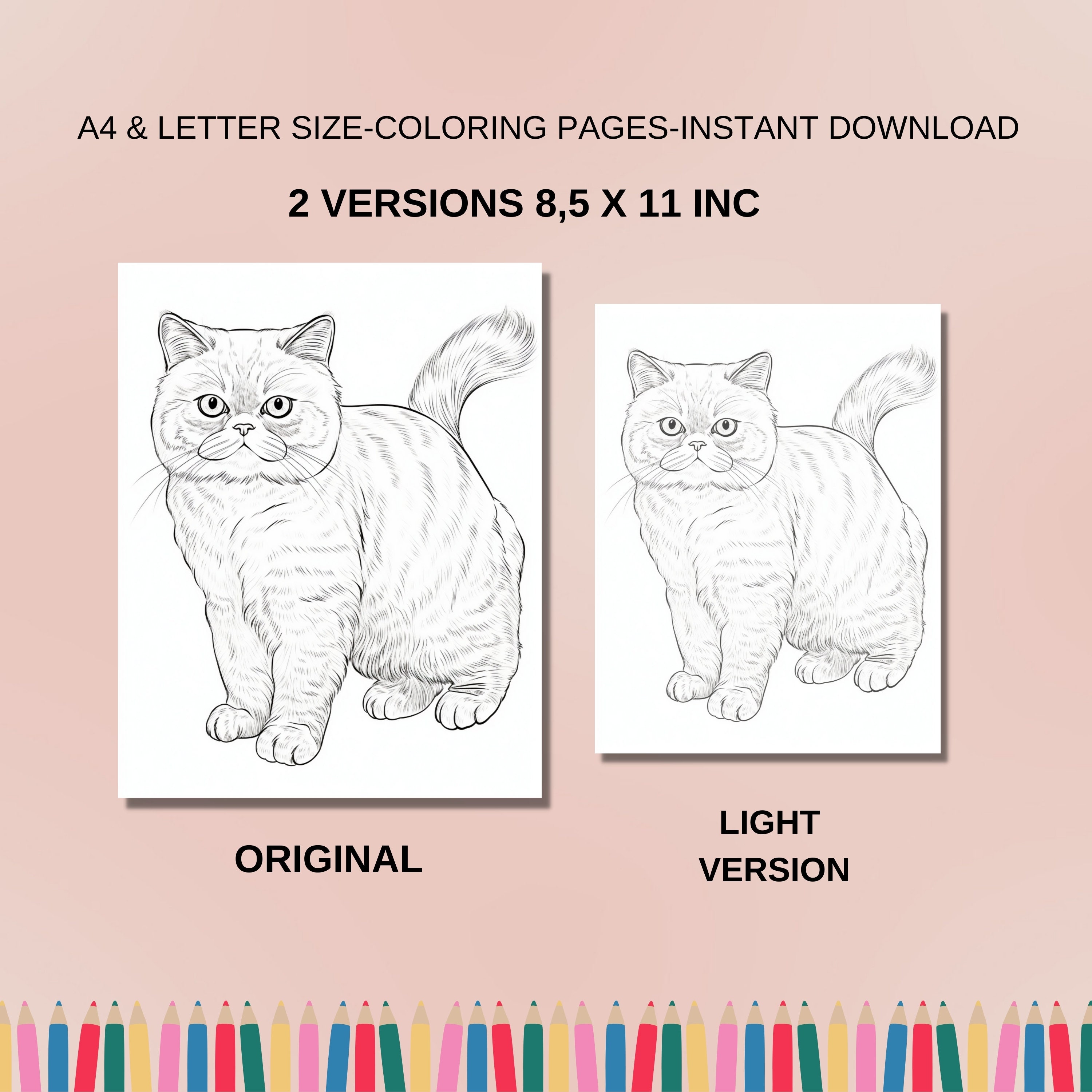 45 Cat Breeds Coloring Page Book, Adults and Kids Instant Download ...