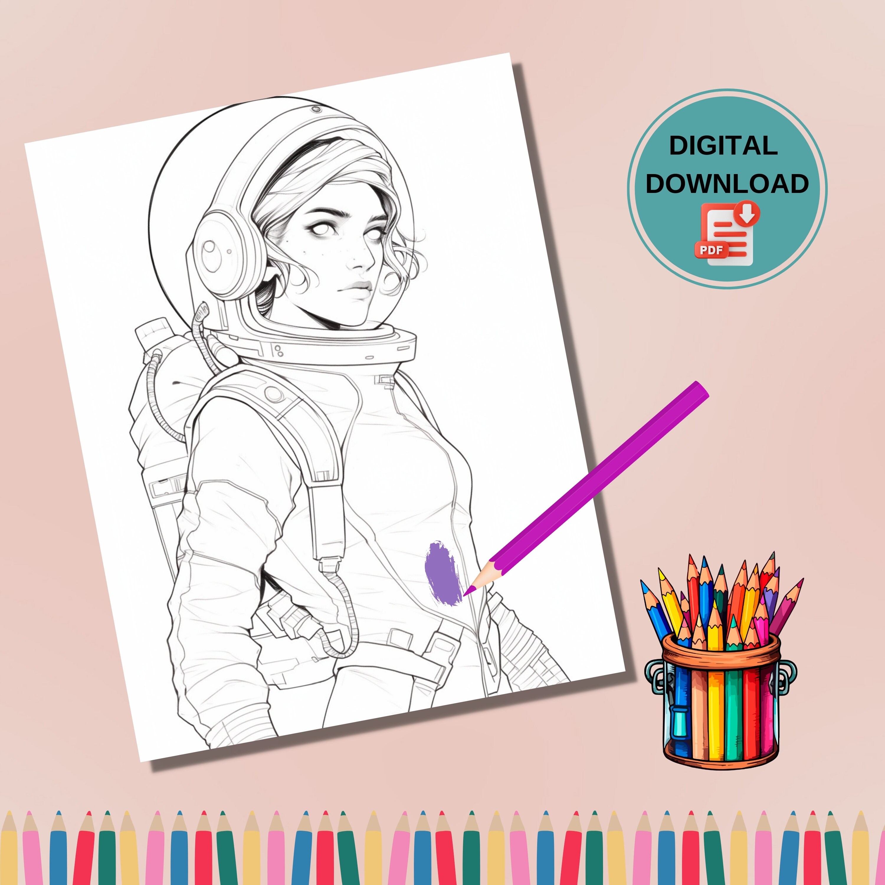 40 Anime Space Girls Coloring Book Pages Astronot Coloring Sheets Manga ...