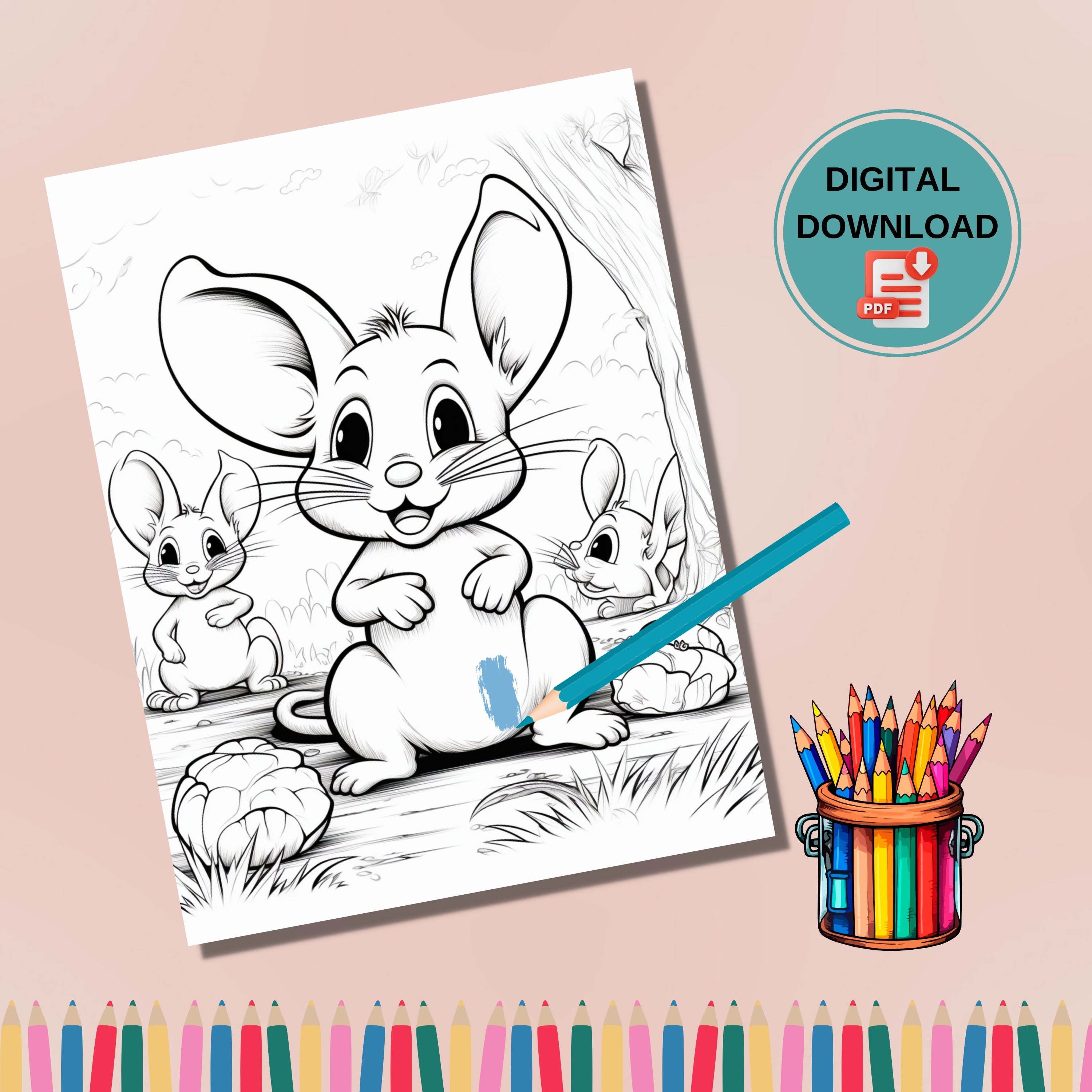 30 Mouse Coloring Pages Mouse Houses Coloring Pages Adults Instant ...