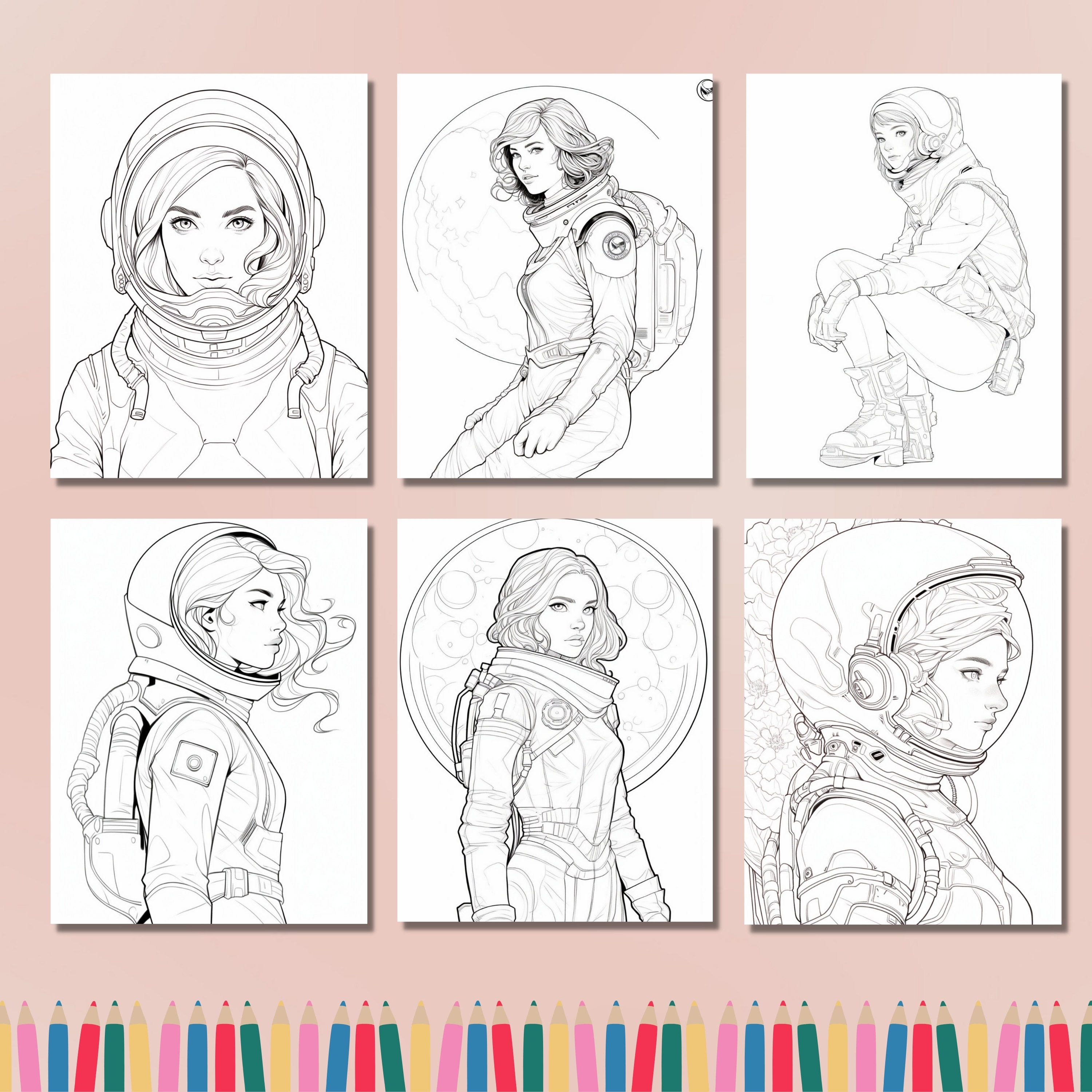 40 Anime Space Girls Coloring Book Pages Astronot Coloring Sheets Manga ...