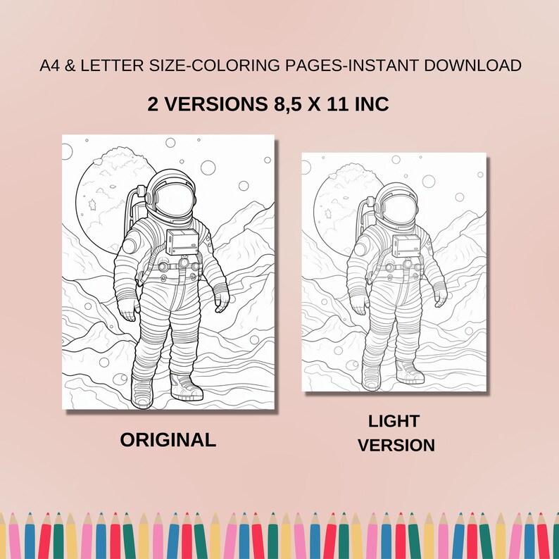 25 Space Coloring Pages for Adults and Kids, Planets Coloring Book ...