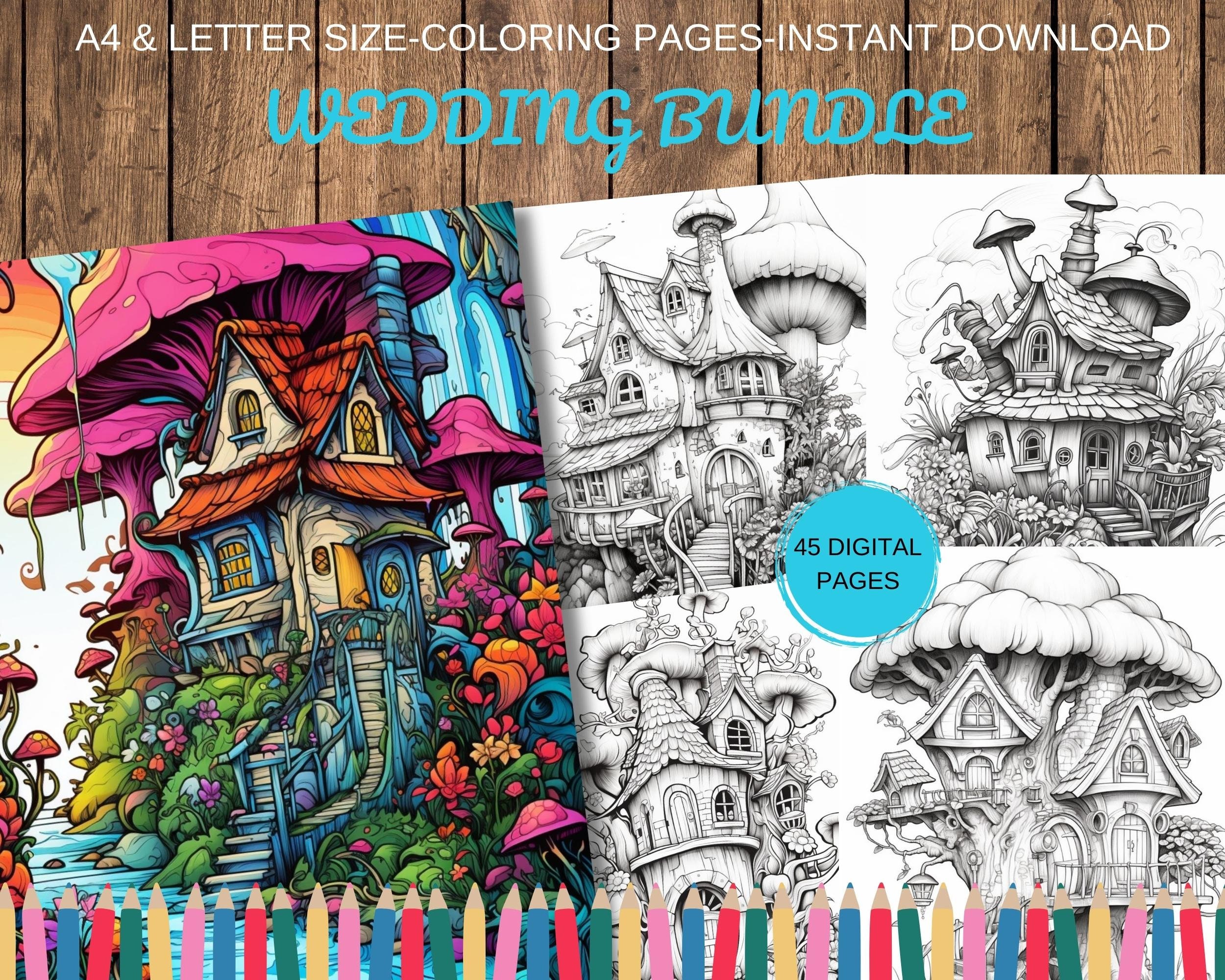 45 Fairy Homes Coloring Book, Printable PDF for Adults and Kids-haunted ...