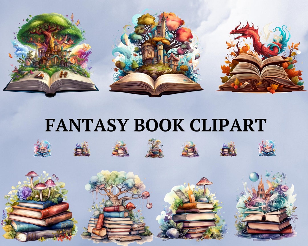 42 PNG Watercolor Fantasy Books Clipart, Book Clipart Bundle PNG ...