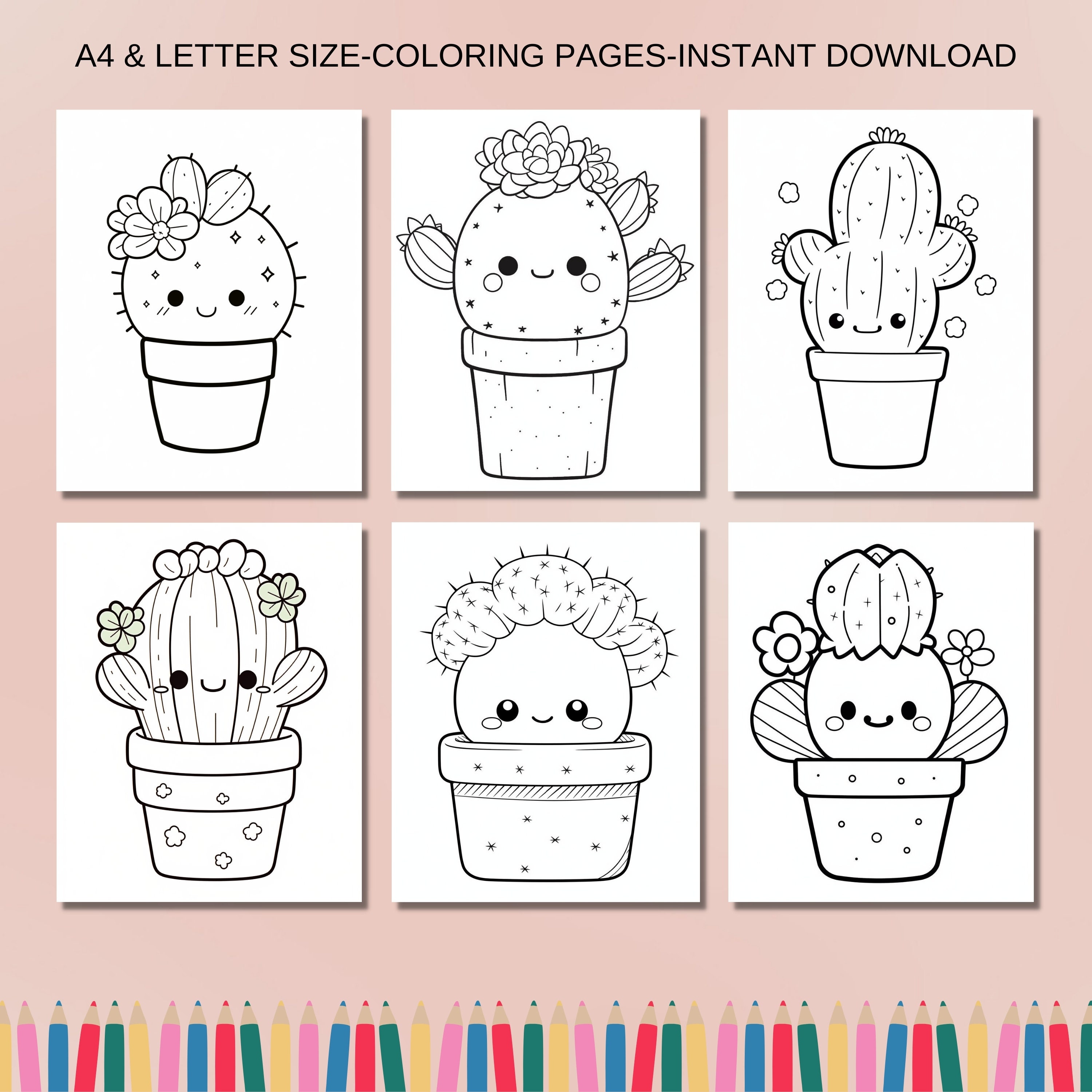 50 Kawaii Cactus Coloring Pages Cute Cactus and Plants Cute Coloring ...