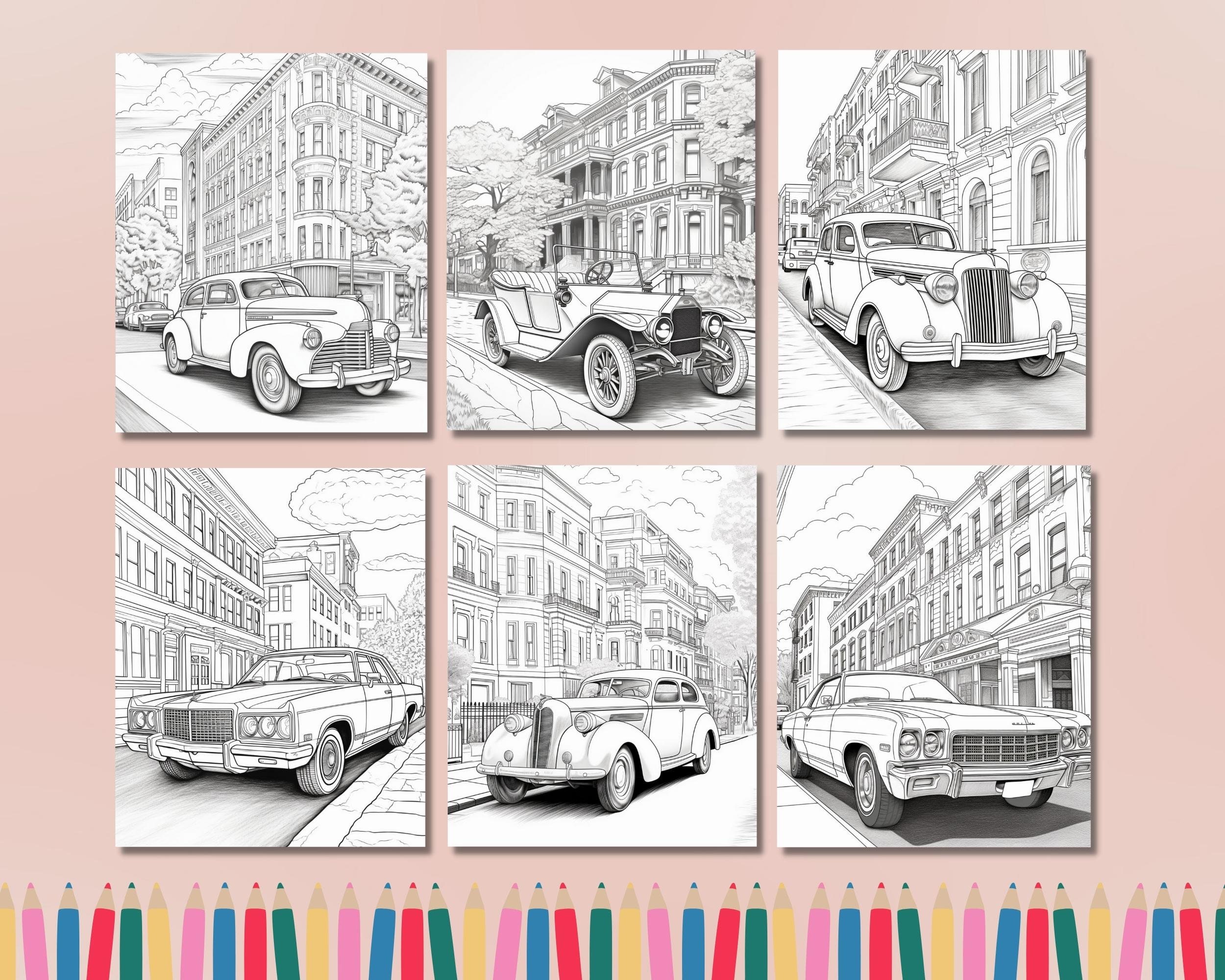 60 Old Cars Coloring Pages - Adults Kids Coloring Pages, Antique Car ...